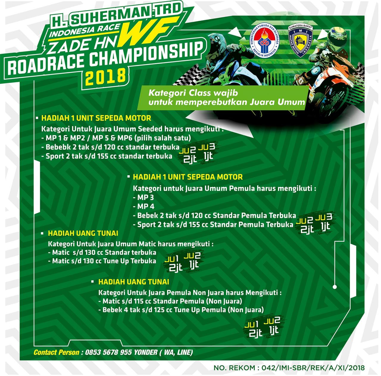 2 Unit Motor Dan Uang Jutaan Hadiah Juara Umum Di Indonesia Race WF ...